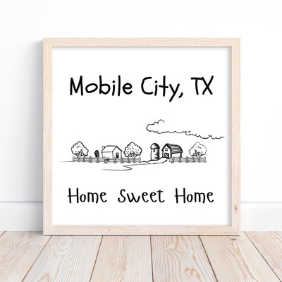 Mobile City Texas TX Wood Framed Farmhouse Sign | eBay