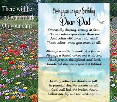 DAD SON BROTHER GRANDAD Male Bereavement Grave Memorial Birthday Card ...