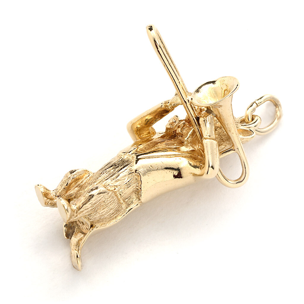 Dankner Vintage Cat Playing Trombone Charm 14k Yellow Gold | eBay