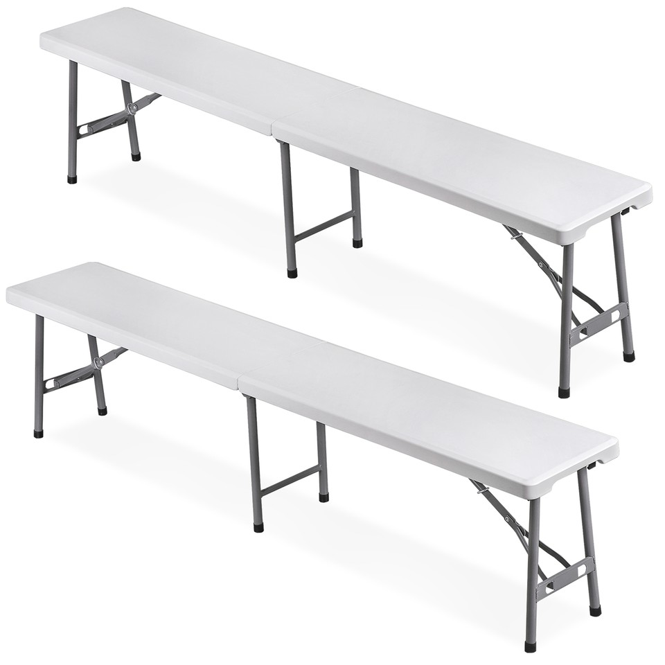 2 Pack 6 FT Plastic Folding Bench Portable Outdoor Bench w/Handle & Non ...