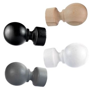 Round Wooden Finials 35mm Curtain Pole Rail Finial Ends 2Pcs | eBay