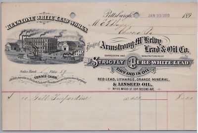 1890 Armstrong McKelvy Lead Oil Billhead Pittsburgh PA Keystone White ...