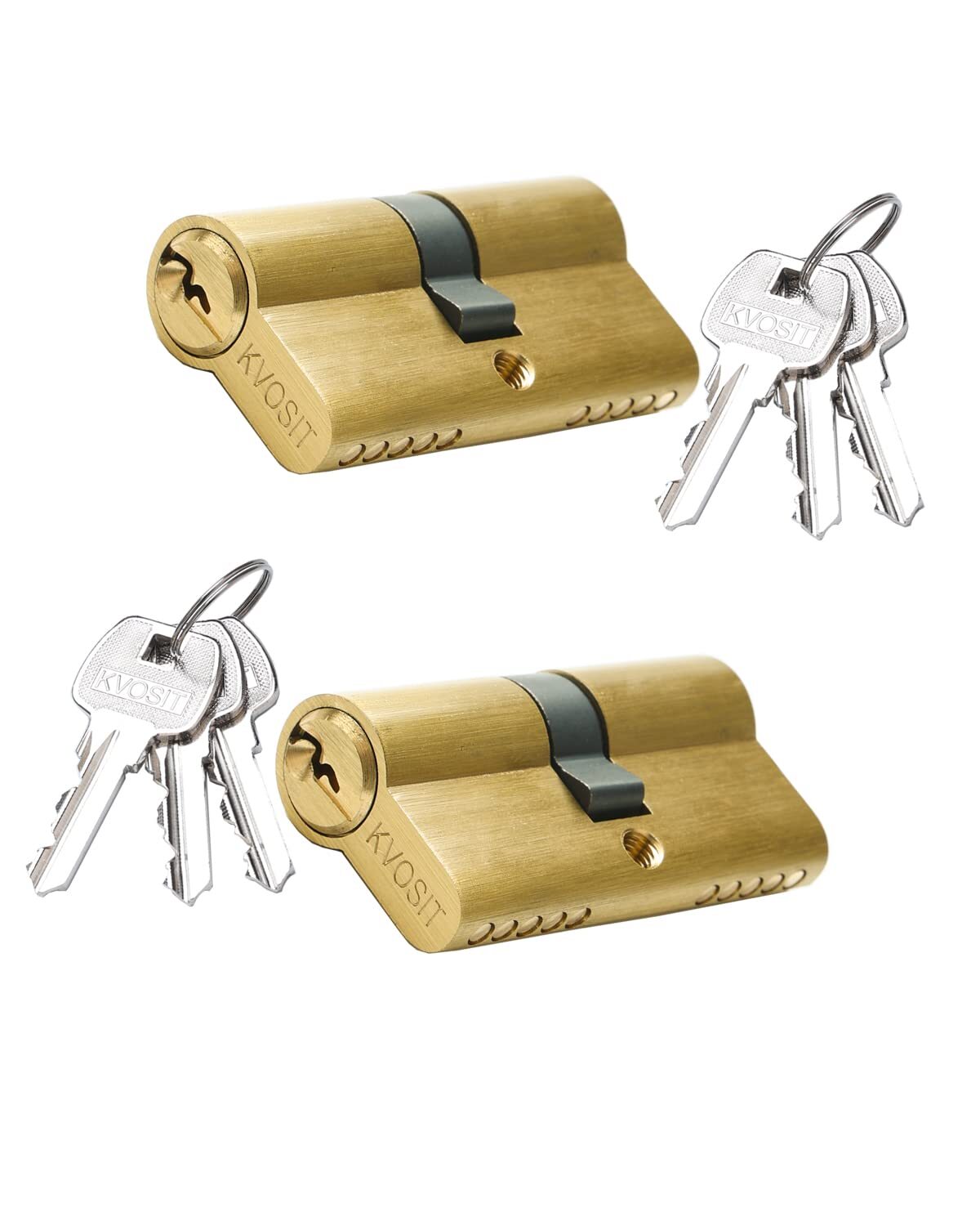 63mm Solid Brass Lock Cylinder 2pcs with 6 Brass Keys Key Alike Pella ...