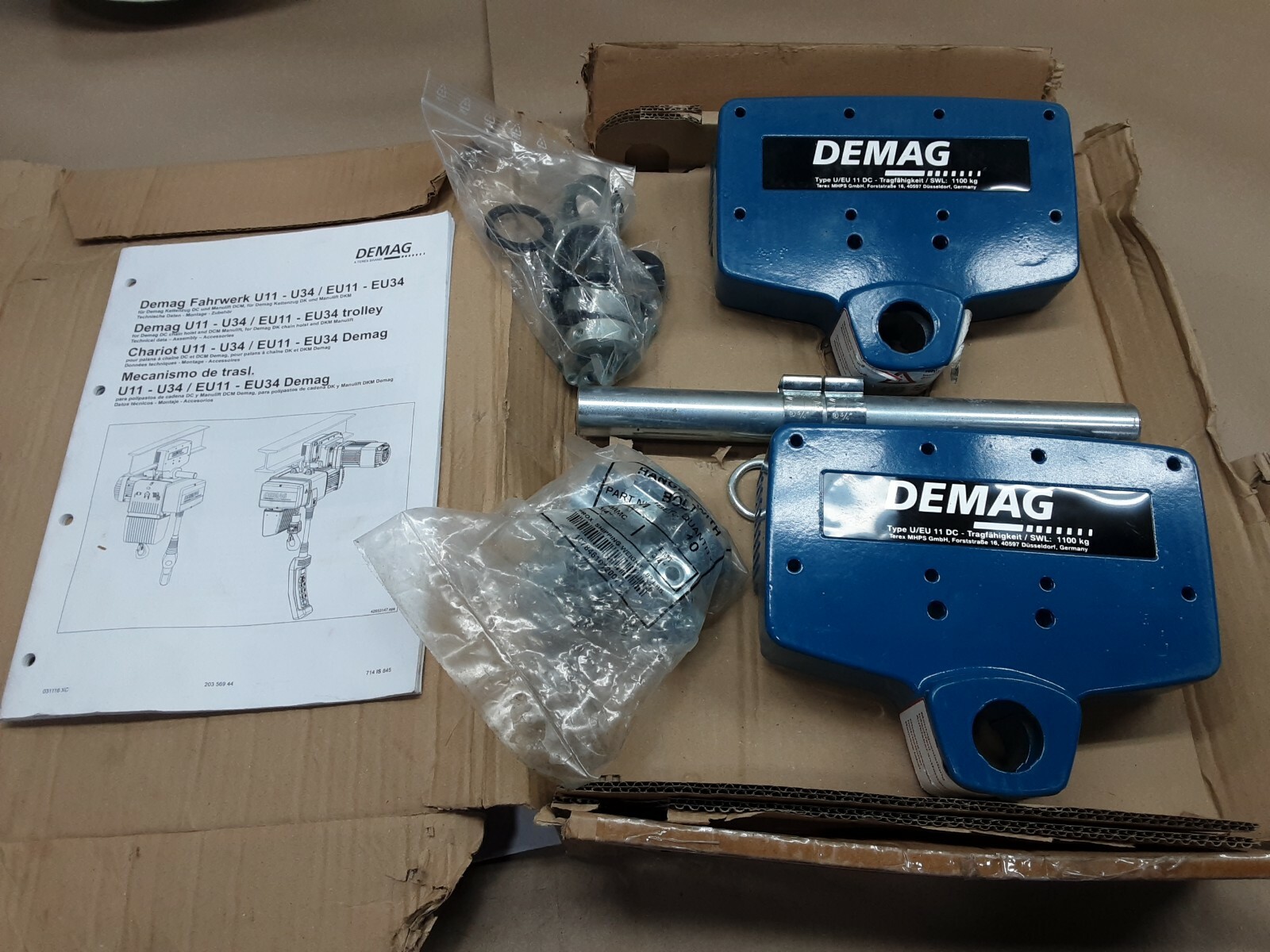 Demag Type U/EU 11 DC Trolley 1100kg 2400 Lb Beam Push Trolley ...