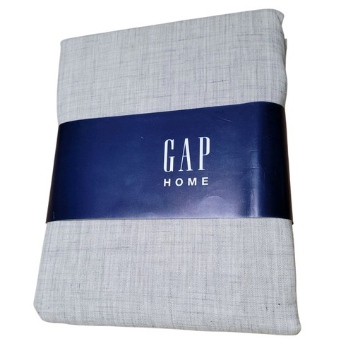 GAP Home Organic Cotton Window Curtain Pair Cross Hatch Light Grey 48 x ...