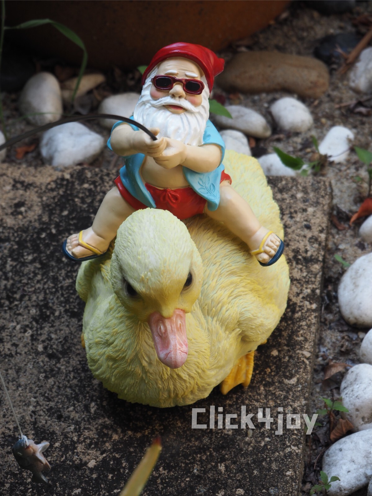 19cm Fishing Gnome Riding Duck Statue Figurine Home Decor Garden ...