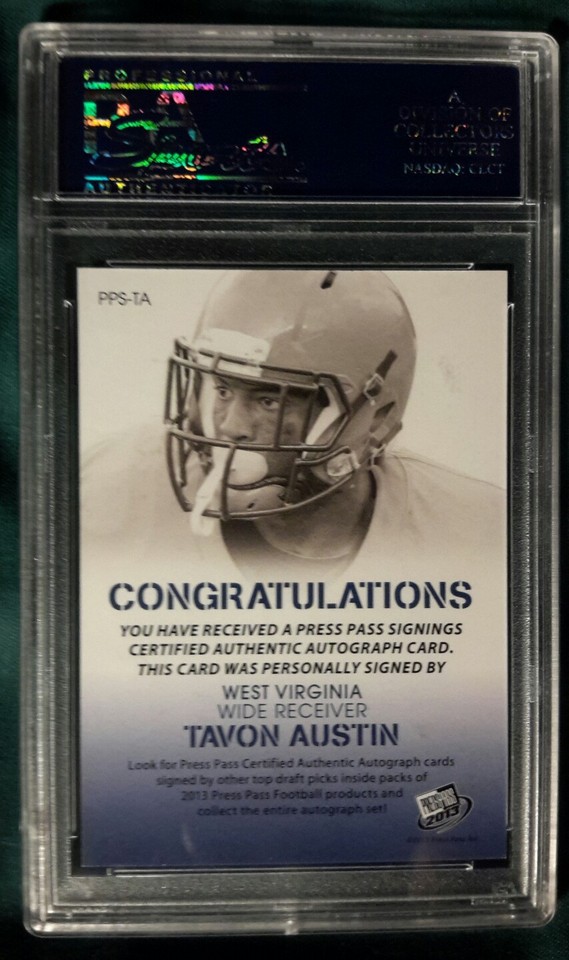 2013 PRESS PASS SILVER AUTO TAVON AUSTIN ROOKIE CARD #TA PSA 10 COWBOYS ...
