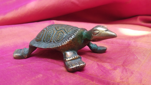 Turtle Vintage Tribal Statue Bronze Handmade India Vishnu Deity Asia E ...