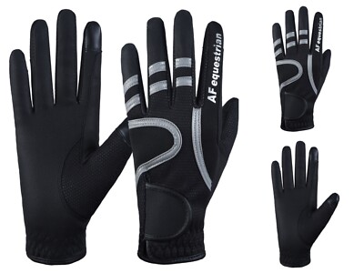 Ladies Warm Thermal Lined Equestrian Winter Horse Riding Gloves Black ...