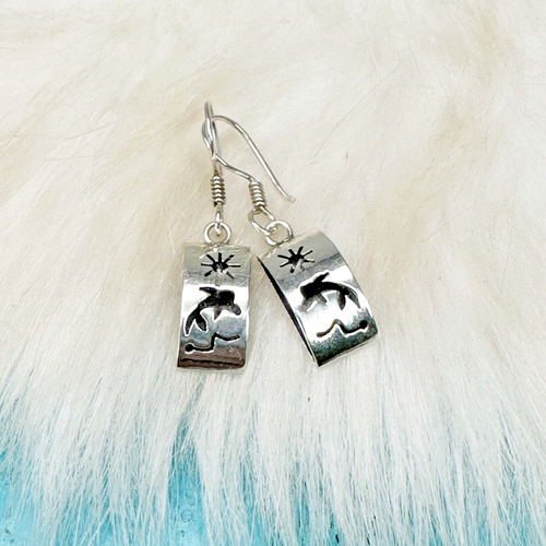 Hopi Native American Dolphin Sun Water Sterling Silver Hook Overlay ...