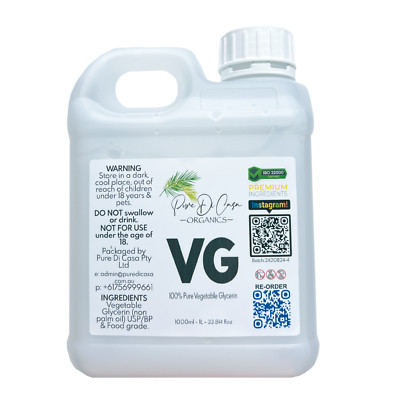 VG Vegetable Glycerine 100% | USP Grade | Food & Pharmaceutical 1L ...