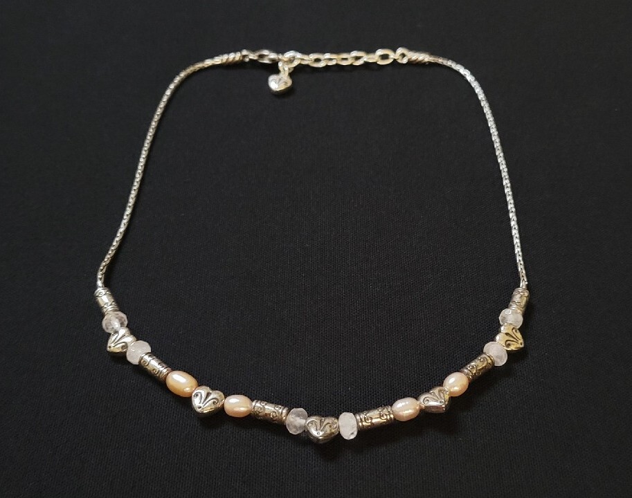 Brighton Pure Silver Plate Scroll Heart Drop Necklace - Gem