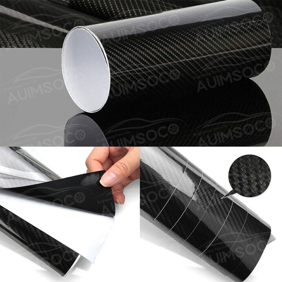 High Glossy 5D Carbon Fiber Wrapping Vinyl Film Car Stickers Decals ...