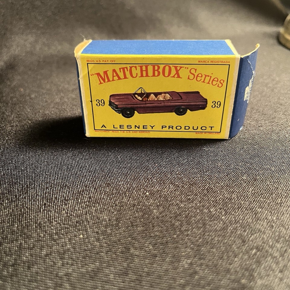 VTG ORIGINAL Lesney Matchbox No. 39 YELLOW PONTIAC CONVERTIBLE w ...