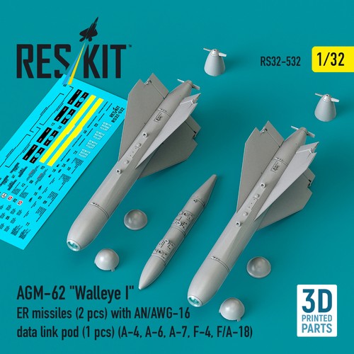 AGM-62 Walleye I ER missiles with AN/AWG-16 data link pod 1/32 Reskit ...