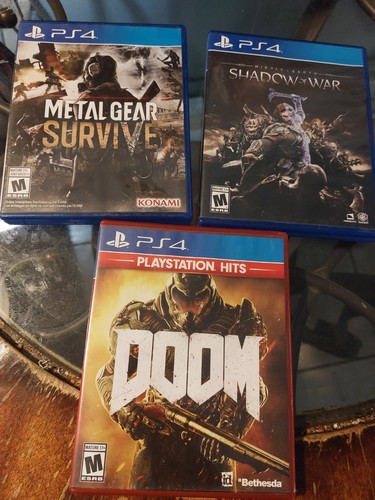 PS4 Lot 3 Games. Metal Gear Survive, Middle Earth Shadow of War And Doom | eBay