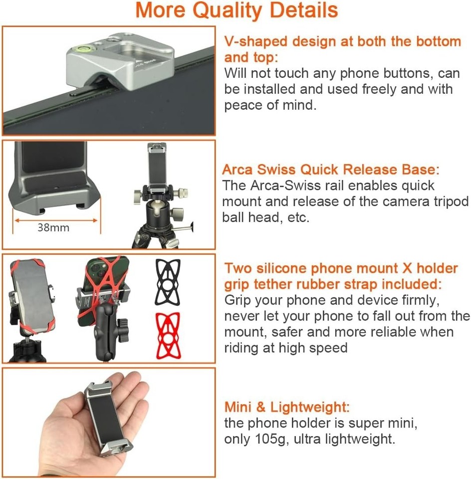 1 Inch/25mm Ball Mount Phone Holder Compatible with RAM mounts B Size ...