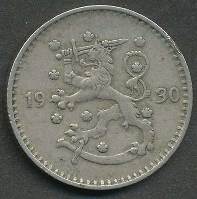 Finland 1930 1 Markka Nickel Coin - 1mk Mark - Lion Symbol | eBay