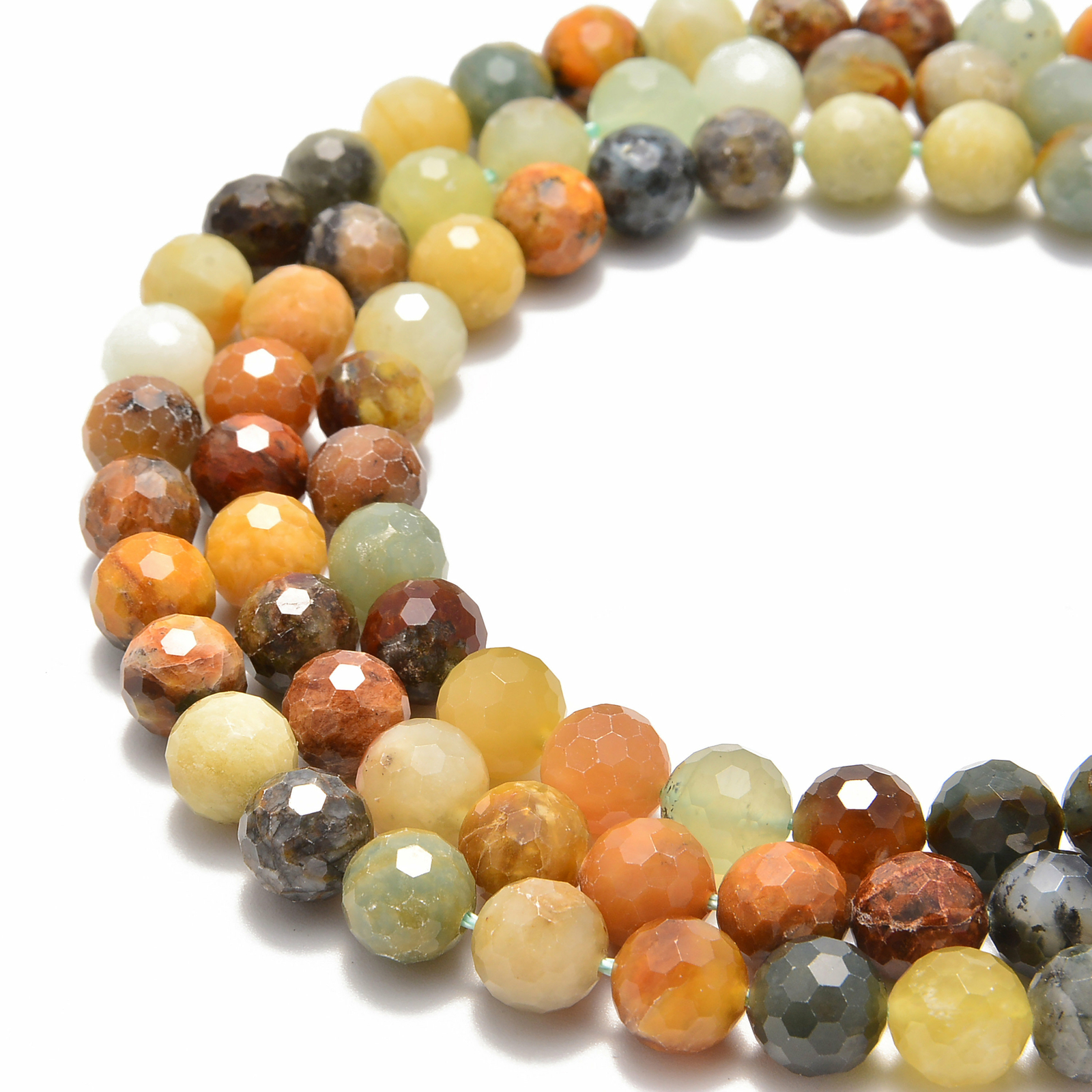 Natural Xiuyan Flower Jade Faceted Round Beads 6mm 8mm 10mm 12mm 15.5 ...