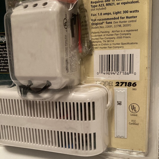 Hunter 27186 Remote Control for Fan - White for sale online | eBay