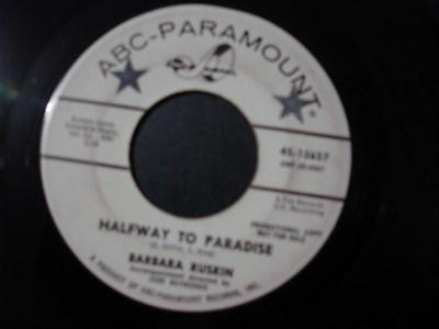 BARBARA RUSKIN HALFWAY TO PARADISE 45 RECORD DJ PROMO I CAN'T BELIEVE ...