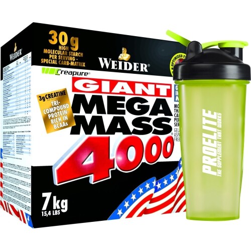 Weider Giant Mega Mass 4000 7kg / 7000G / 15.4LBS GAINER - All Flavour ...