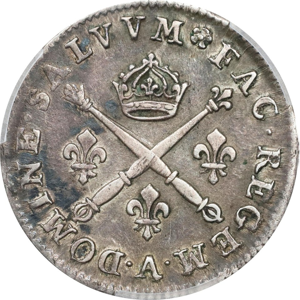 1703 Louis XIV The Sun King 1/8 Ecu Silver Coin PCGS AU-53 10 Sols ...