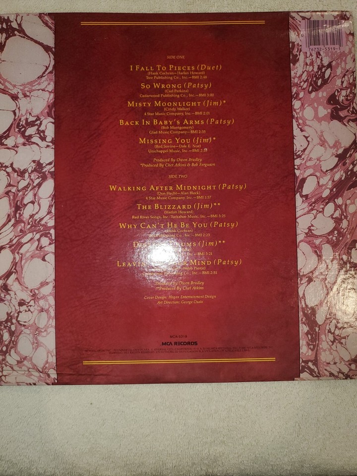 Remembering Patsy Cline / Jim Reeves 1982 MCA Records MCA-1467 Great ...