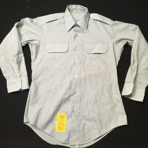 US Army Green 415 Shirt 15.5 x 32 Military Long Sleeve Uniform Poly ...