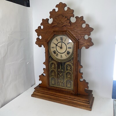 Beautiful Gingerbread Parlor Mantle Clock With Gold Painted Design ...