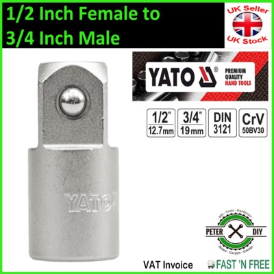 1/2 Inch Female to 3/4 Inch Male Socket Adapter Adaptor YATO YT-1356 ...