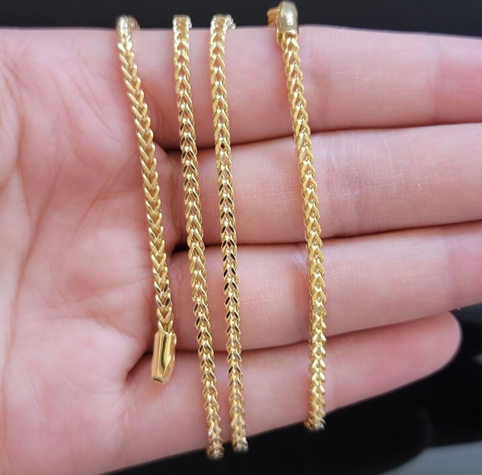 Franco Chain 2mm Real 10k Yellow Gold 18" choker Box strong Necklace ...