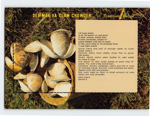 Postcard Del Mar Va Clam Chowder Traditional Recipe USA | eBay