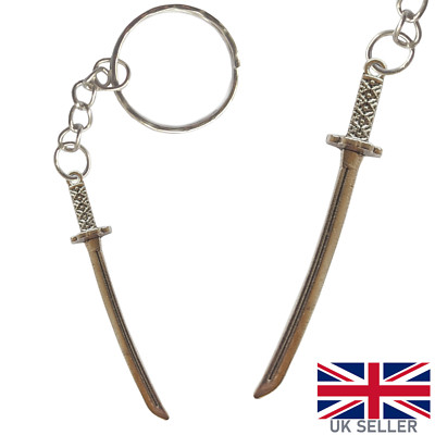 Keychain Japanese Metal Silver Samurai Sword Keyring Yakuza Katana ...
