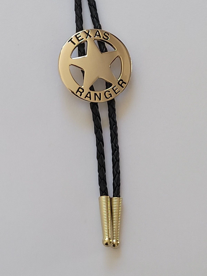 Texas Ranger Gold Finish Badge Bolo Tie Western Wedding Badge Bolo Tie ...