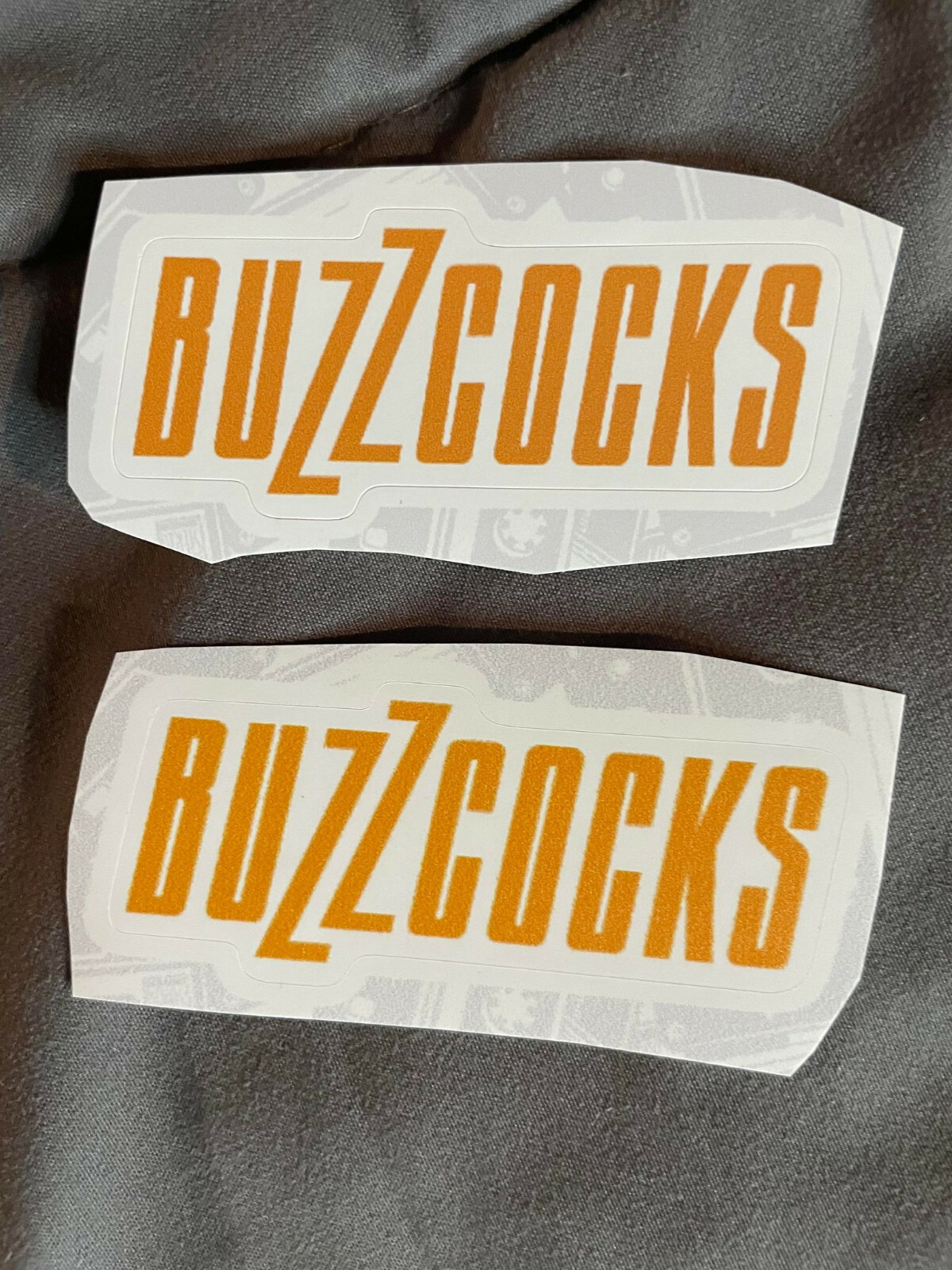Lot (2) BUZZCOCKS 1" x 2 3/4" Gold White Band Logo Stickers FAST! FREE ...