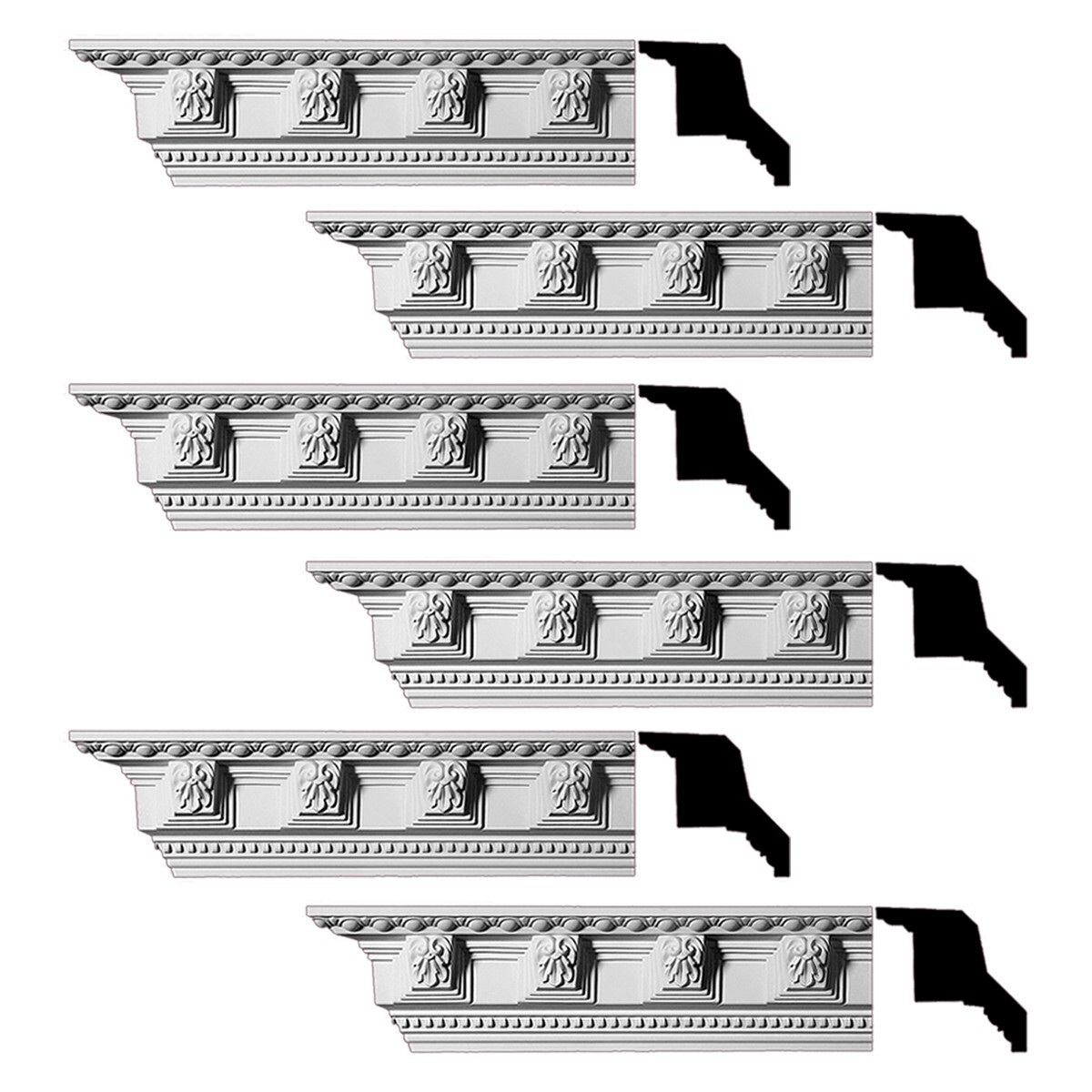 Ornate Cornice White Urethane Three Rivers Design 6 Pcs 564" Length | eBay