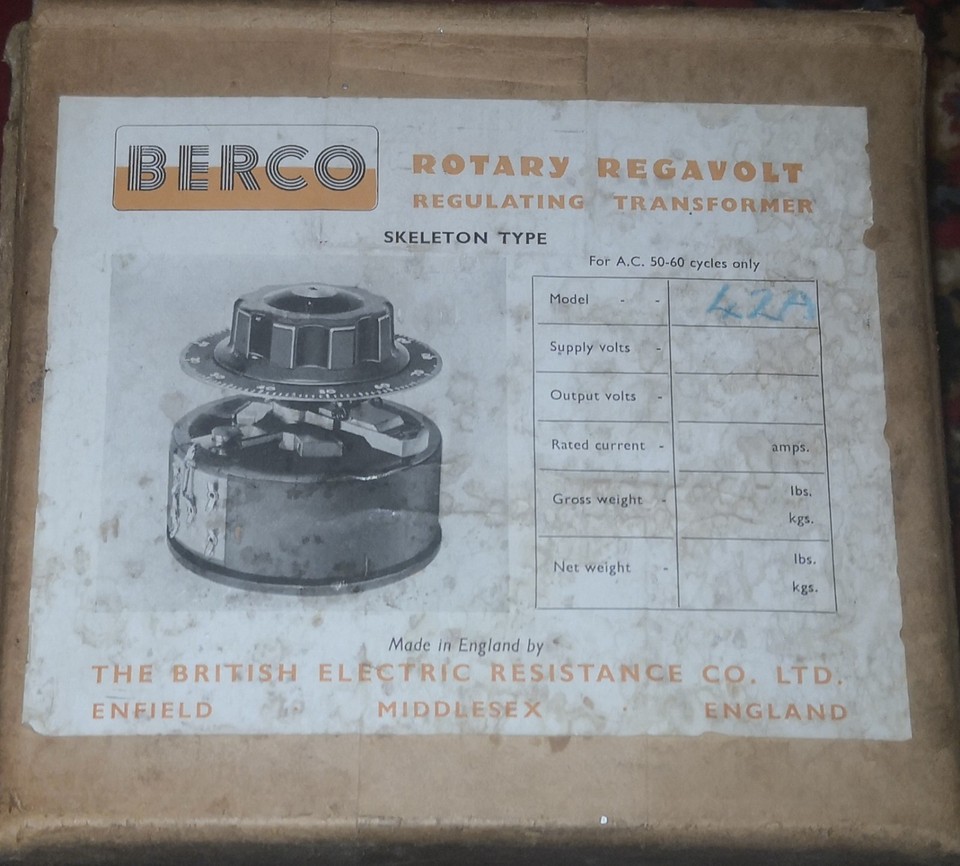 Vintage Berco Regavolt Variac Rotary Transformer 42A 240v in0-240v Out ...