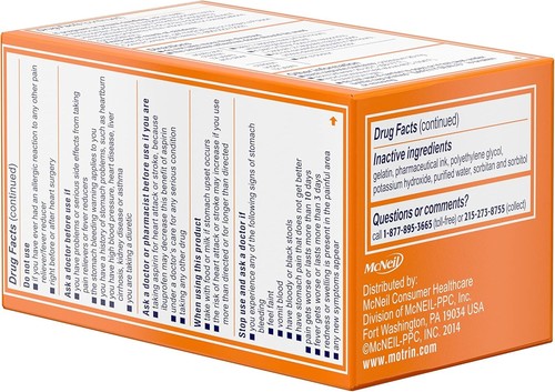 Motrin IB Liquid Gels, Ibuprofen 200 mg, Pain Reliever & Fever Reducer ...