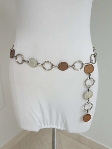 Vintage 1960's Queen Elizabeth penny Chain Coin Belt Dei Gratia & RF 5 ...