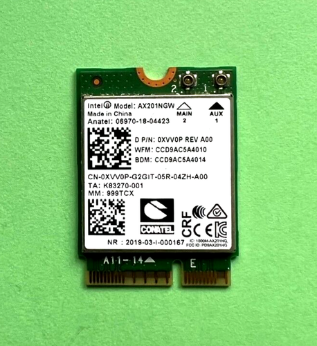 OriginaI WiFi 6 AX201 Model AX201NGW M.2 2400Mbps BT5.1 2.4GHz/5GHz ...