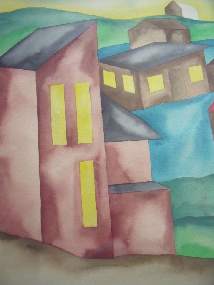 RICHARD C. KARWOSKI (1938-1993) NYC "UNTITLED HOUSES" WATERCOLOR SIGNED ...
