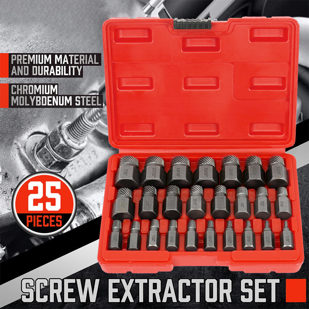 Bolt Extractor Set Easy Out – 25-Piece Kit For Removing Broken Screws ...