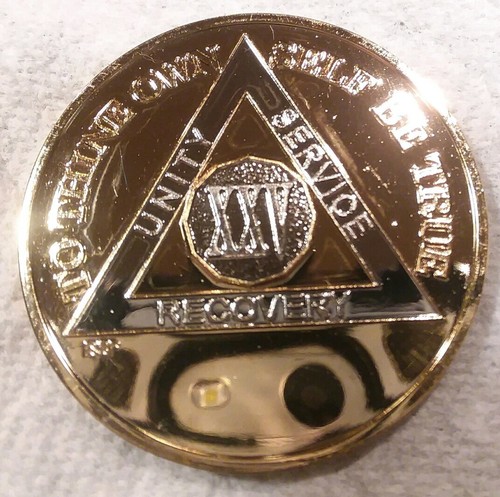 25 YEAR AA GOLD/SILVER Tone Bi-Plated Alcoholics Anonymous CHIP COIN ...