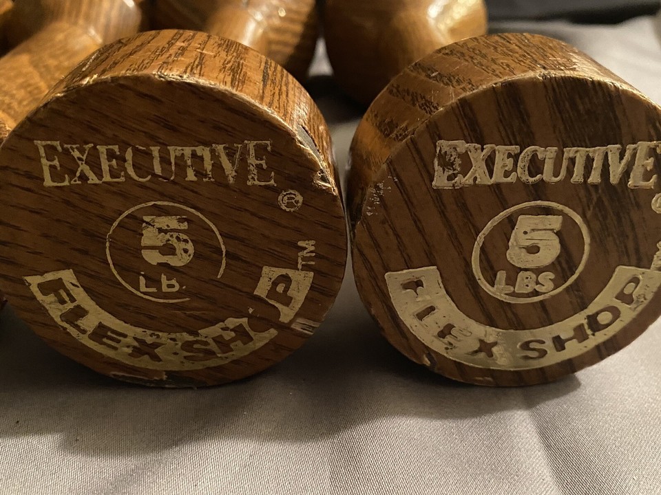 EXECUTIVE FLEX SHOP HAND WEIGHTS 2/3/5 Lbs Set WOOD GRAIN Excercise ...