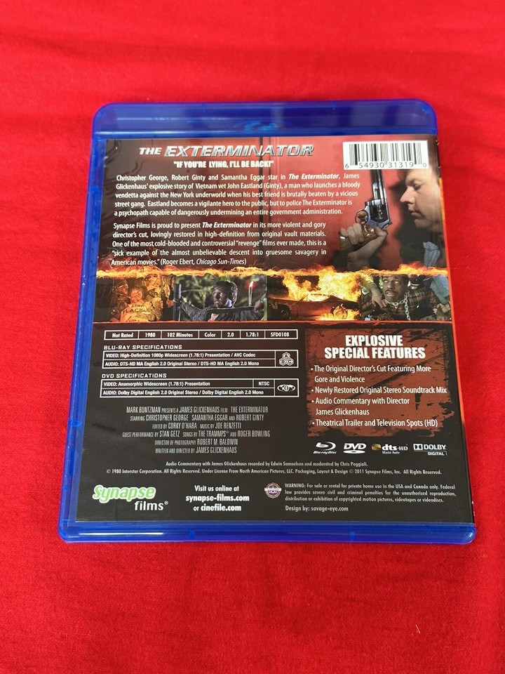 The Exterminator (Blu-ray, 1980) Directors Cut Blu-Ray DVD Combo Pack ...