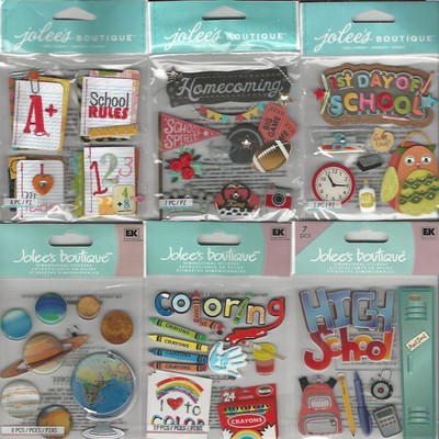 U CHOOSE Assorted Jolee's SCHOOL 3D Stickers globe homecoming drafting ...