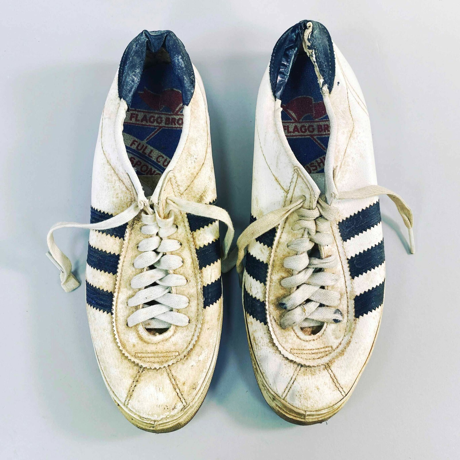 Vintage 60s 70s Flagg Brothers White Sneakers 3 Strip… - Gem