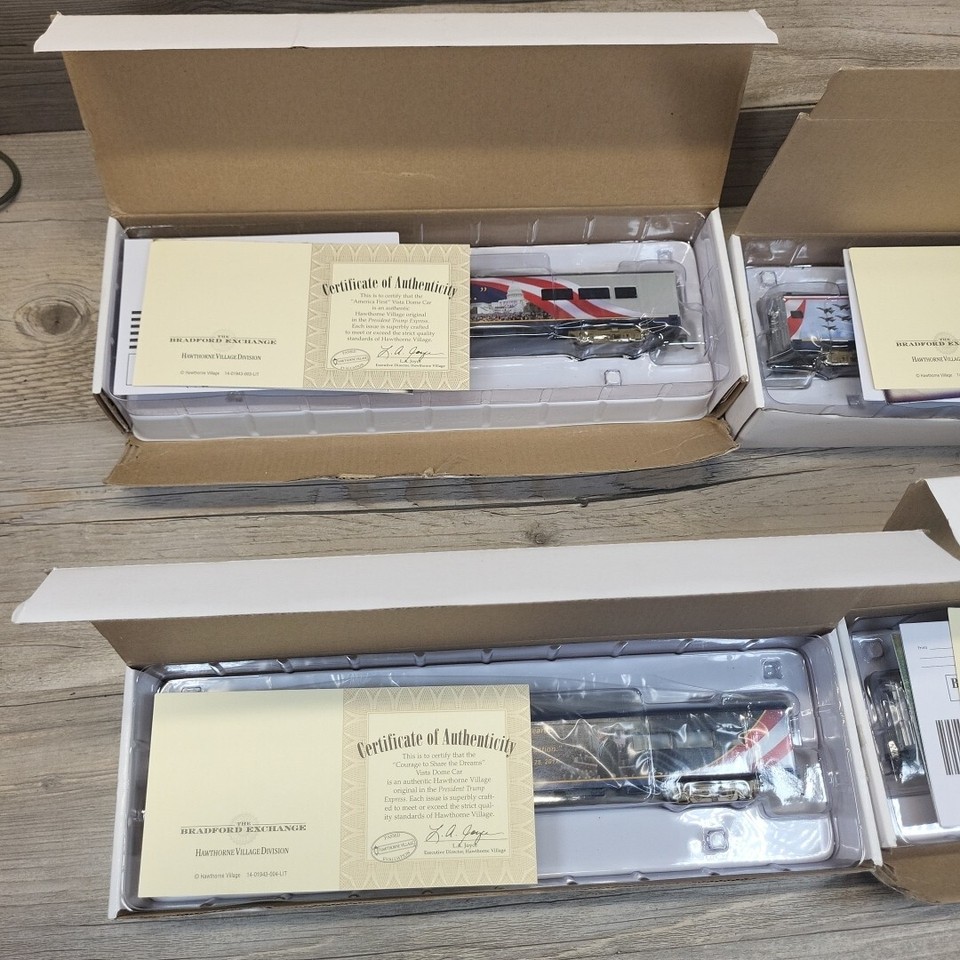 Bradford Exchange Donald Trump Express Vista Dome Train 4 Car Lot New ...