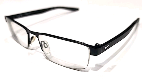 Nike 8137 001 Black Metal Rectangle Half Rim Eyeglasses Frame 55-17 140 ...